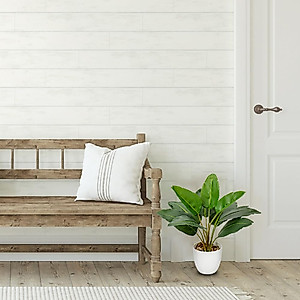 Hollyone Artificial Bird of Paradise Plant in Pot, Fake Palm Tropical Potted Plant 15" Faux Plantain Banana Leaf Plant for Indoor Outdoor Home Desk Office Garden Decoration