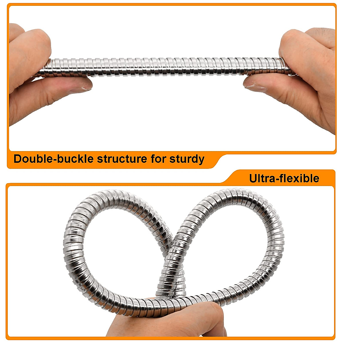 Metal Shower Hose Replacement，96 inch Extra Long Chrome Handheld Shower Head Hose - Lightweight And Flexible