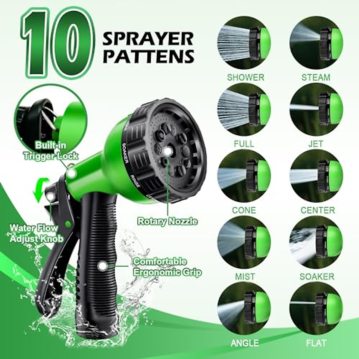 Metal Garden Hose 150ft - Stainless Steel Water Hose with 10 Function Nozzle, No Kinks & No Tangles, Flexible, Lightweight, Puncture-proof Heavy Duty Hose for Yard, RV, Garden, Greenhouse, Flower Beds