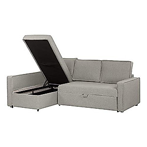 South Shore Live-It Cozy Sectional Sofa-Bed with Storage, Gray Fog