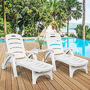 Giantex Lounge Chair Outdoor Folding Lounger with Wheels, 5 Adjustable Backrest Positions Lightweight Recliner Chaise Chair Suitable for Patio, Backyard, Poolside Chaise Lounge