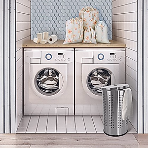 Brushed Stainless Steel Laundry Bin & Hamper | 46L Ventilated Stainless Steel Clothes Basket with Polished Lid | Life Time Warranty|