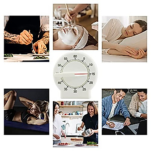 Kitchen Timer, 60 Minutes Mechanical Timer Clock,Kitchen Cooking Timer Clock with Bell Alarm Clock,No Battery Needed, Easy to Read Operate (White)