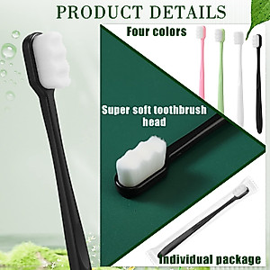 Pinkunn 36 Pcs Soft Bristle Toothbrush Micro Nano Manual Toothbrush with 20, 000 Bristles for Sensitive Gums Adult Family, 4 Colors(White Bristles)