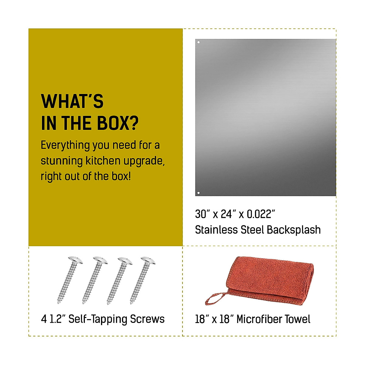 Lostronaut Stainless Steel Backsplash for Kitchen Wall - 24" x 30" Oven Spatter Shield with Pre-Drilled Holes - Mounting Screws & Microfiber Towel - Quick Install Splash Plate Stain Guard for Stove