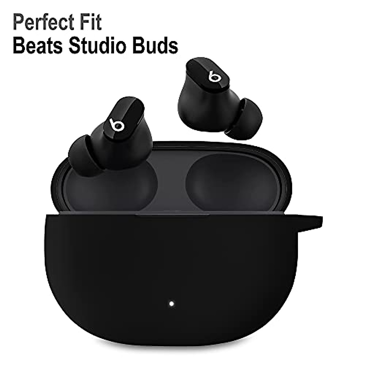 Geiomoo Silicone Carrying Case Compatible with BeatsStudio Buds, Portable Scratch Shock Resistant Cover with Carabiner (Black)