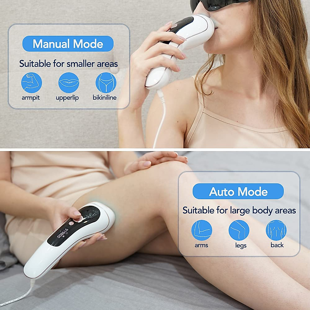 AOHEKANG At-home Laser Hair Removal for Women, IPL Hair Removal Device ICE Permanent Painless Hair Remover for Facial Armpits Bikini Legs, Upgraded to 999,999 Flashes