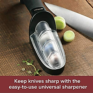 Anolon AlwaysSharp Kitchen Universal Knife Sharpening for Straight Blade Knives, 9 Inch, Black