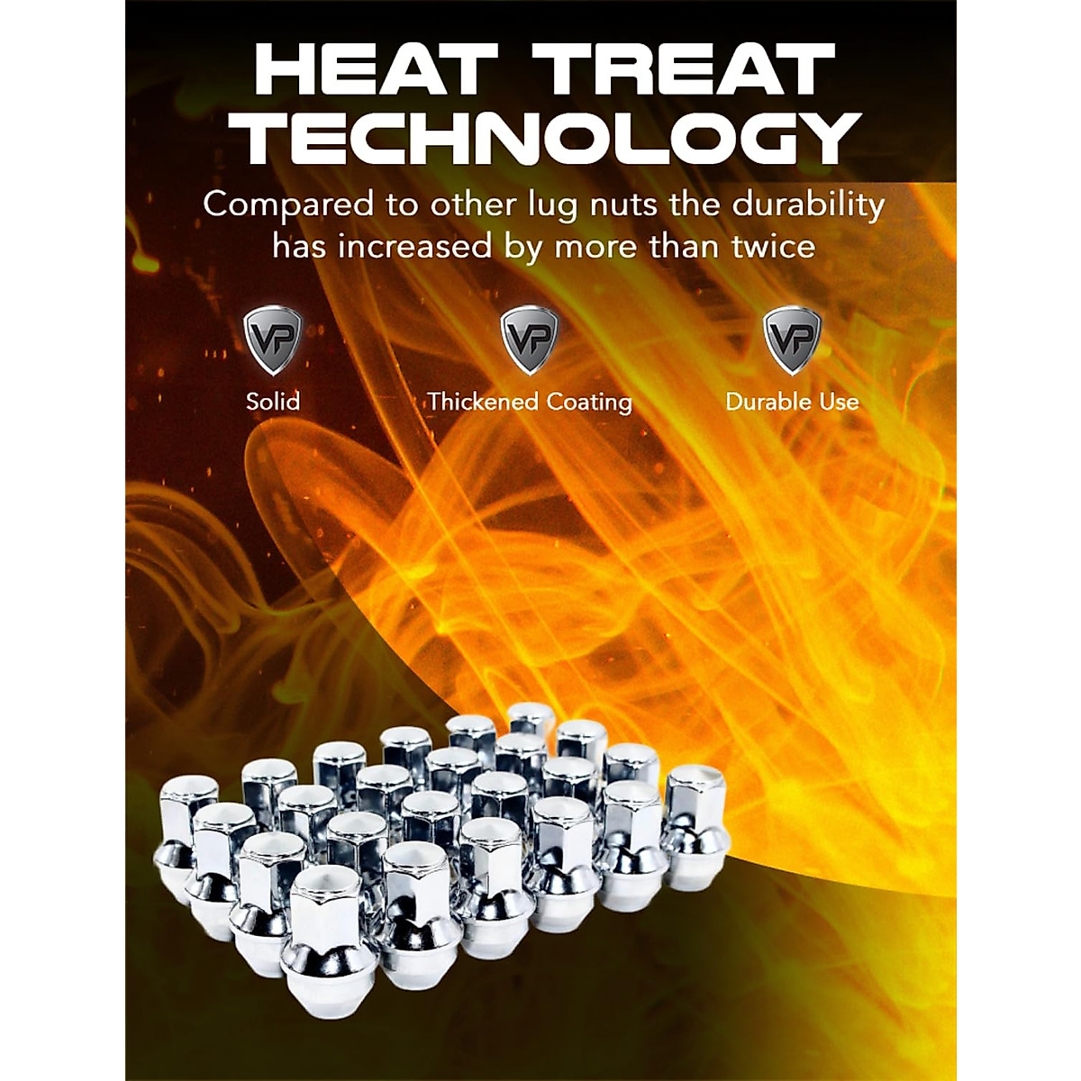 Set of 24 Veritek 14x1.5mm 13/16 Hex 1.7 Inch 44.5mm Length One Piece Chrome OEM Factory Style Large Acorn Seat Lug Nuts for Ford F-150 Expedition Lincoln Navigator Factory Wheels