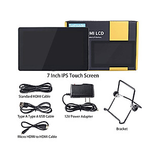 SunFounder 7 Inch Touchscreen for Raspberry Pi 5 Capacitive Screen IPS Monitor LCD Display Supports HDMI USB-C for Raspberry Pi 5 4B 3B+ 2 Model B Windows with Bracket