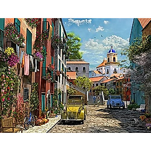 LANDFAIR Diamond Painting Kits - 15x20 inch Round Full Drill Mediterranean Morning Diamond Art Kits for Adults