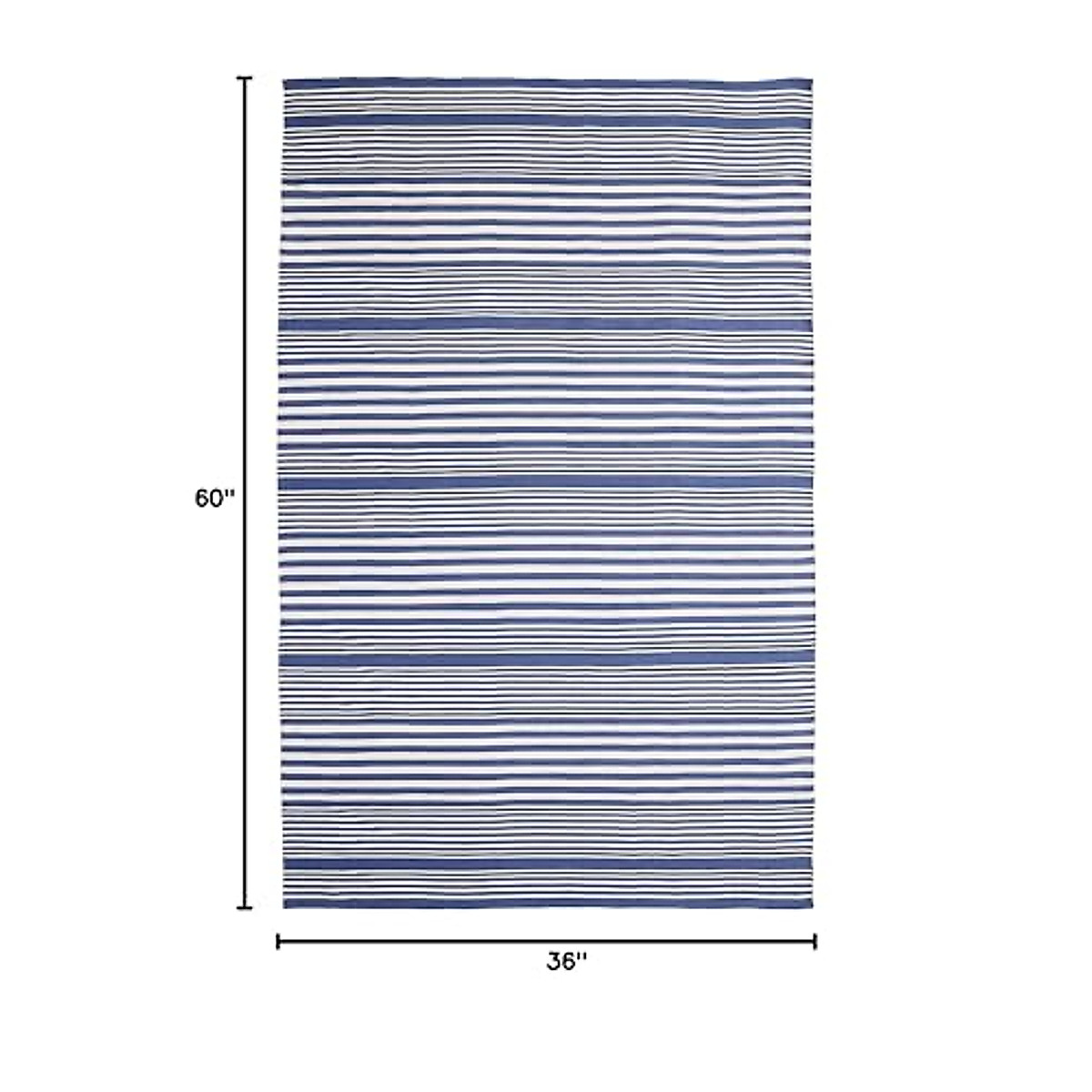 Dash and Albert Rugby Stripe Indoor/Outdoor Area Rug - 3' x 5' Denim - Striped Handwoven Washable Accent Rug - Durable, Lightweight, Fade Resistant, High Traffic Areas Sunroom, Deck, Kitchen, Patio