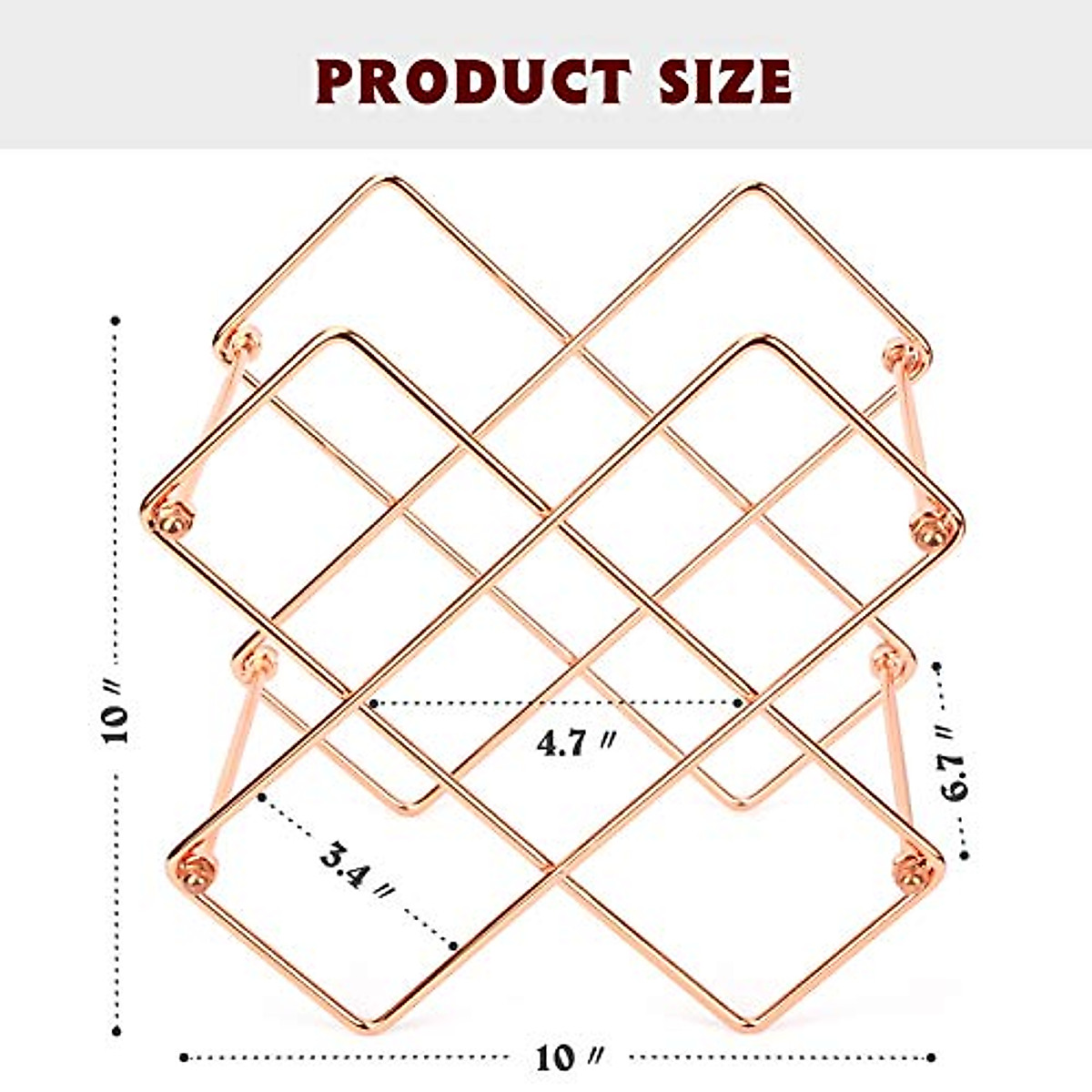 DreamiDeco Tabletop Wine Holder, Metal Countertop Wine Rack Freestanding, Hold 6 Wine Bottles,Perfect for Home Decor & Kitchen Storage, Bar, Wine Cellar, Cabinet, Pantry,Bar (Rose Gold, 2 Packs)