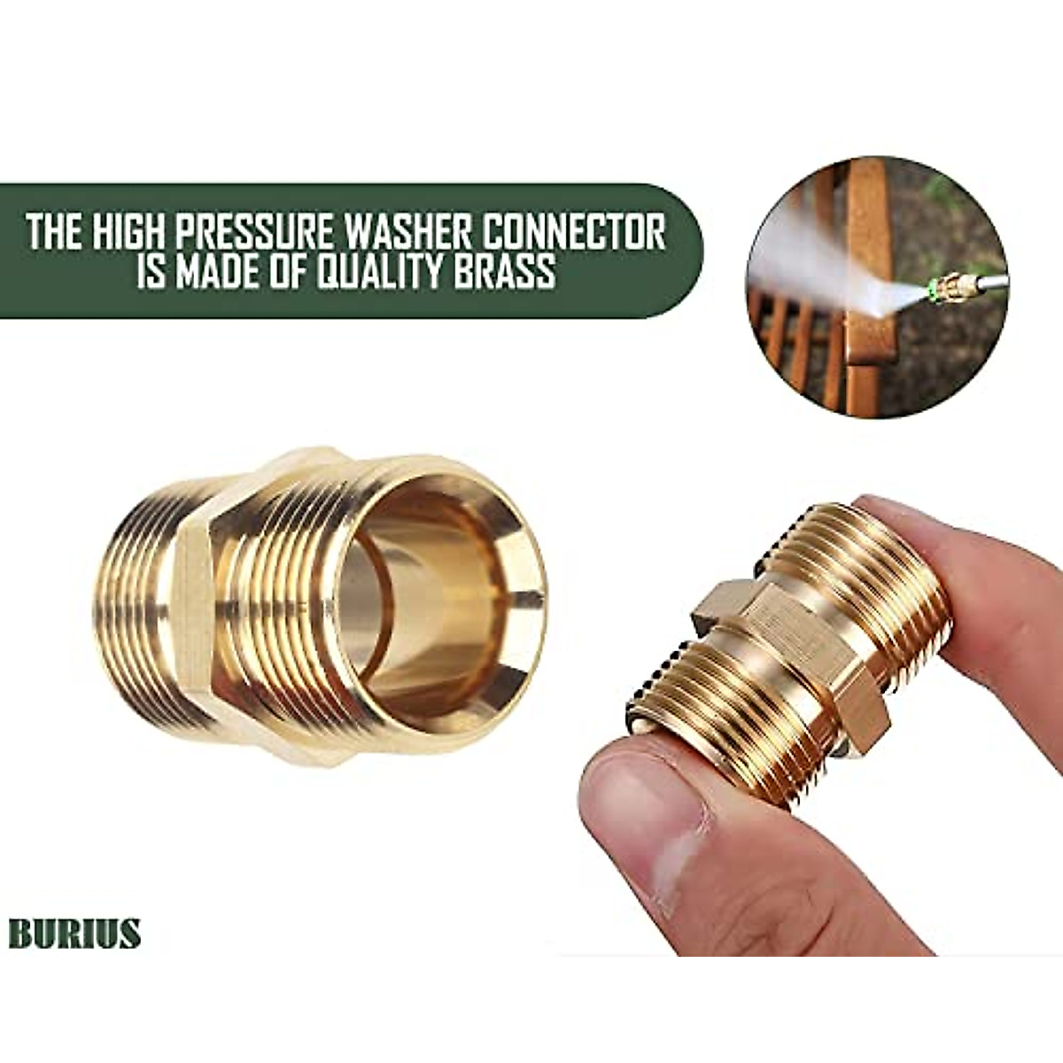 Pressure Washer Quick Connect Adapter - M22 Adapter Pressure Washer Hose Connector Kit - Brass Hose Quick Connect Set 4500 Psi Pressure Adapter - Hose Quick Connect Fittings for Pressure Washer