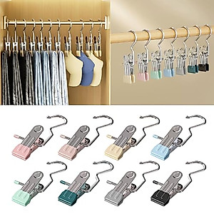 NTCLHFXU Set of 10pcs Clips Bag Hanger Pants Hooks Stainless Steel Garment Clips for Travel and Home Clothing Storage