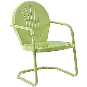 Crosley Furniture KOD10010KL Griffith Retro Metal Outdoor 5-Piece Dining Set with 39" Table and 4 Chairs, White and Key Lime