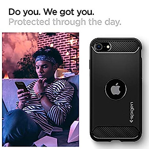 Spigen Rugged Armor Designed for iPhone SE 2022 Case/iPhone SE 3 Case 2022 / iPhone SE 2020 Case/iPhone 8 Case/iPhone 7 Case - Matte Black