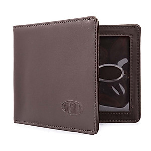 Big Skinny Men's Super Stretch Skinny Leather Bi-Fold Slim Wallet, Holds Up to 30 Cards, Brown (SKNYLSSBR)