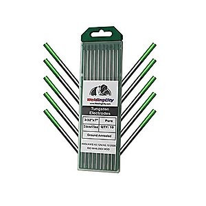 WeldingCity 10-pk Premium TIG Welding Tungsten Electrode Rod Pure (Green, EW-P) 3/32" x 7" | 10-pcs