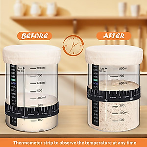 Kmise 2 Pack Pro Sourdough Starter Jar, 34 Oz Large Capacity DIY Glass Sourdough Starter Jar Kit With Thermometer, Date Marked Feeding Band, Cloth Cover, Spatula and Cutter - Reusable baking supplies