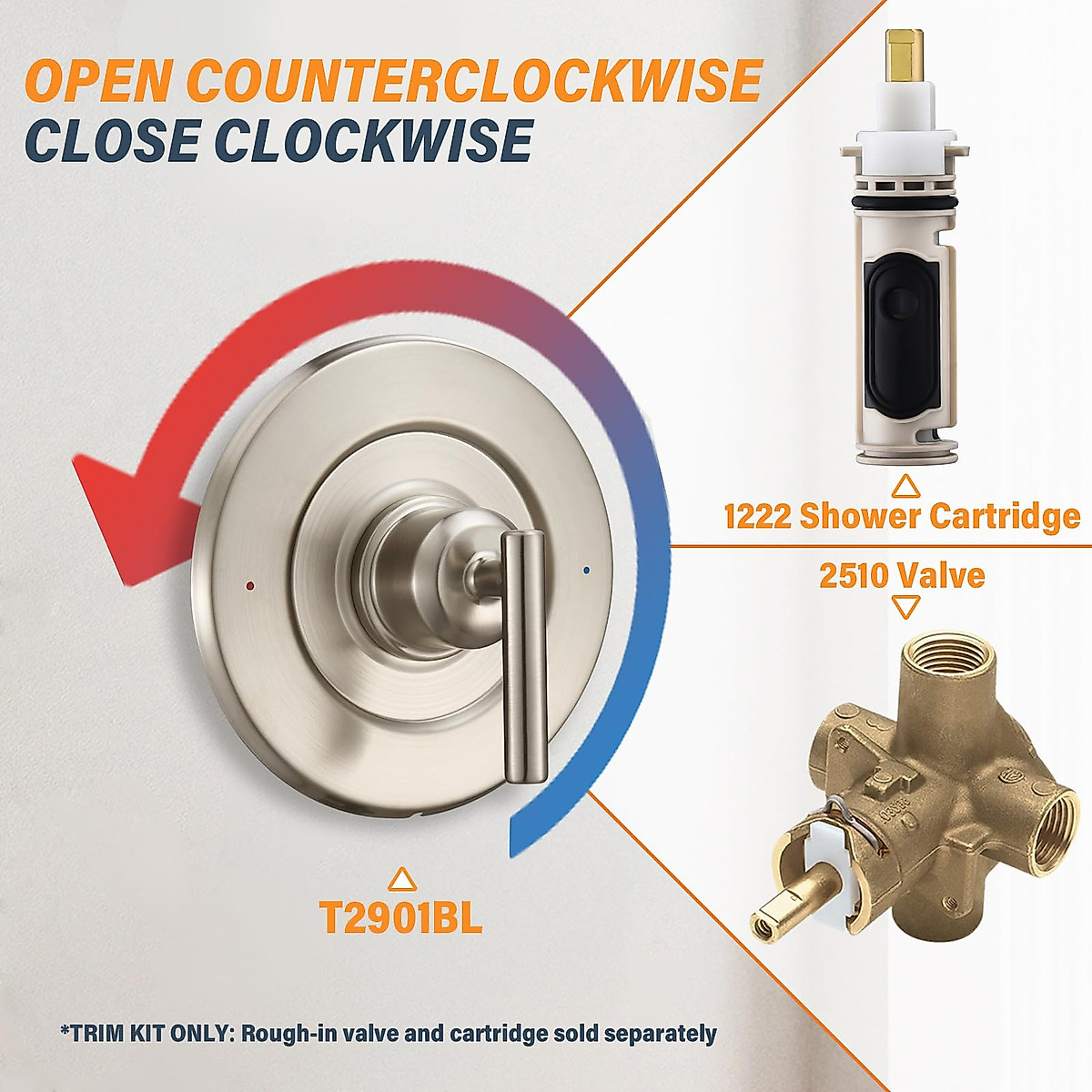 Replacement for Moen T2901BN Gibson Posi-Temp Shower Valve Trim Kit, Brushed Nickel Shower Trim Kit