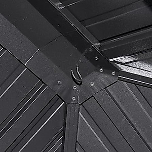 Goohome 12 x 18FT Hardtop Gazebo, Aluminum Frame Double Roof Canopy with Mosquito Net and Curtains, Outdoor Permanent Hard Top Waterproof Pergola for Shade and Rain for Lawn, Backyard, Patio