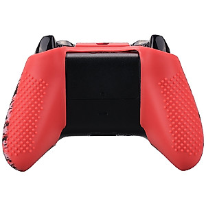 9CDeer 1 Piece of Studded Protective Customize Digital Camo Silicone Cover Skin Sleeve Case 8 Thumb Grips Analog Caps for Xbox One/S/X Controller Red Compatible with Official Stereo Headset Adapte