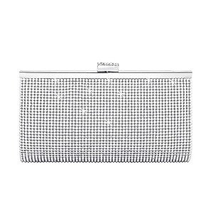 Rhinestone Clutch Purses for Women Evening Party Bags Sparkly Silver Purse Bling Wedding Clutch Glitter Wristlet Wallet Envelop Clutch Crossbody Shoulder Bag Mini Club Purse with Detachable Chain