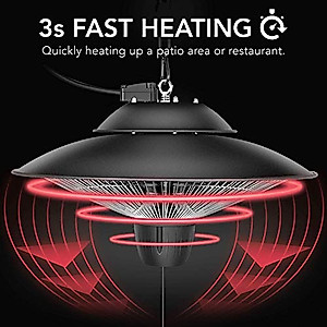 Simple Deluxe Patio Portable Outdoor Heating for Balcony, Courtyard, With Overheat Protection, Ceiling-Mounted Heater