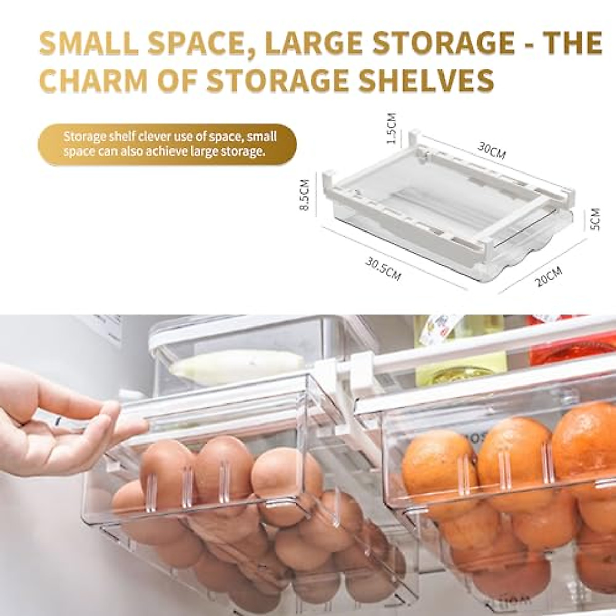 BLCEE Pet Drawer-style Refrigerator Storage Box - Large Capacity Sealed Fresh-keeping Box, Transparent Kitchen Storage Bin, Egg Carton