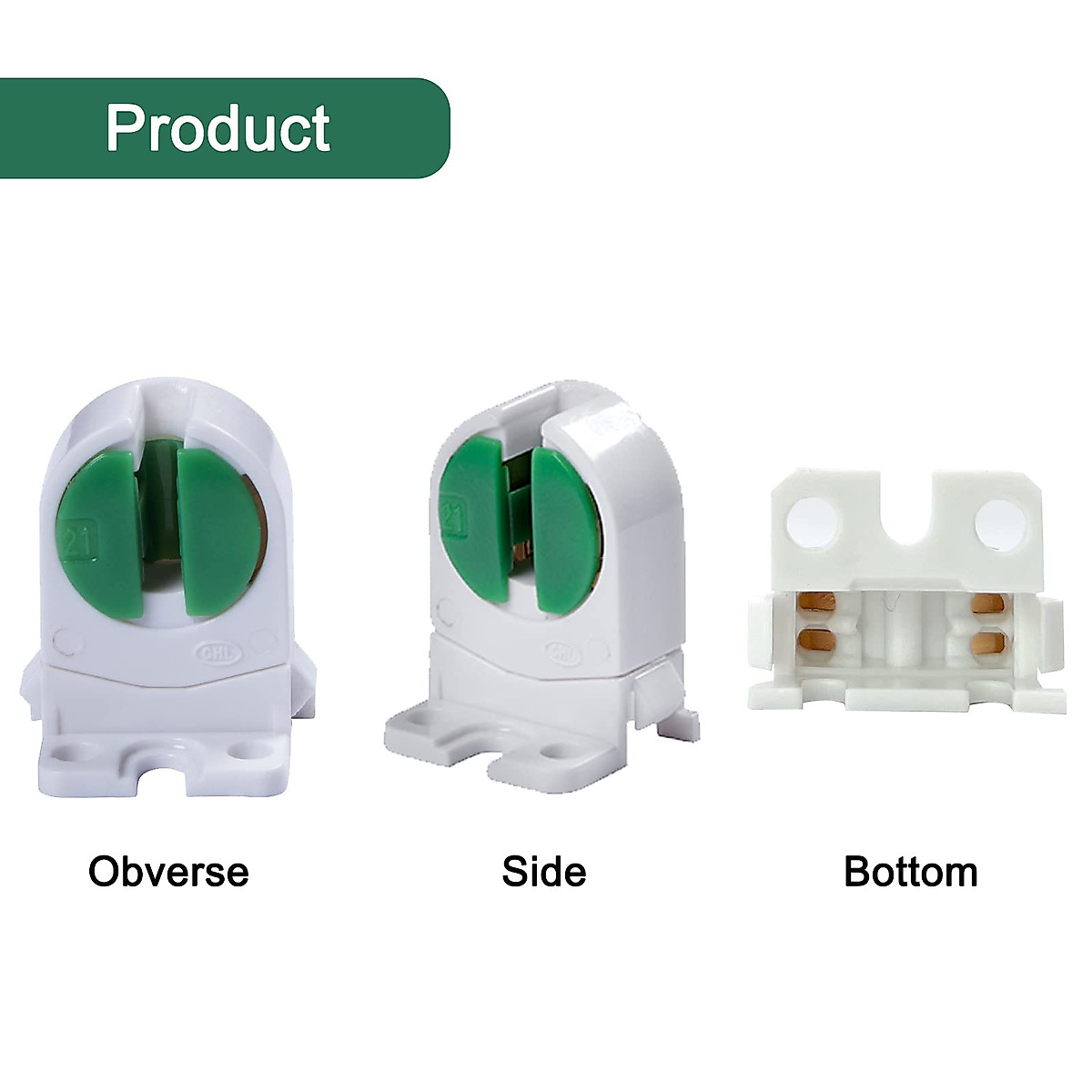 MZyoyo T5 LED Fluorescent Tube Lamp Holder Tombstone, Fluorescent Lampholder, T5 Bi-Pin Lamp Holder Lamp Socket Tube Accessory Lamp Aging Test, Pack of 20