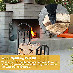 IUIBMI Wood Splitting Drill Bit Duty Removable Firewood Log Splitter Drill Bit, Black Steel Hex Shank Screw Cone Driver for Farm Hand Drill Stick 32/38/42/45/50mm(32mm)