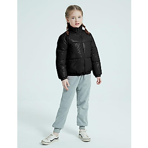 AMEBELLE Toddler Baby Girl Boy Unisex Warm Stand Collar Lightweight Zip Up Down Jacket Coats(1672-Black-6/7Y)