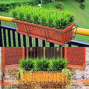 8 Pcs Artificial Outdoor Plants, Fake Plastic Greenery Shrubs Wheat Grass Outdoor Window Box Verandah Hanging Planter Indoor Outside Home Garde