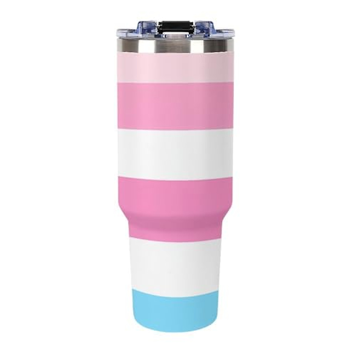 Trans Pride Free Flag Insulated Tumbler with Lid And Straw Stainless Steel Travel Coffee Mug 40oz Deep Blue-style