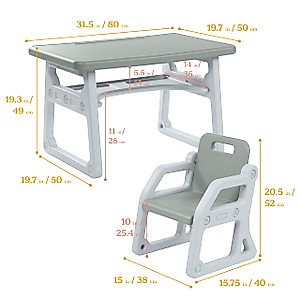 ECR4Kids Toddler Plus Desk and Chair, Kids Furniture, Grey/Light Grey