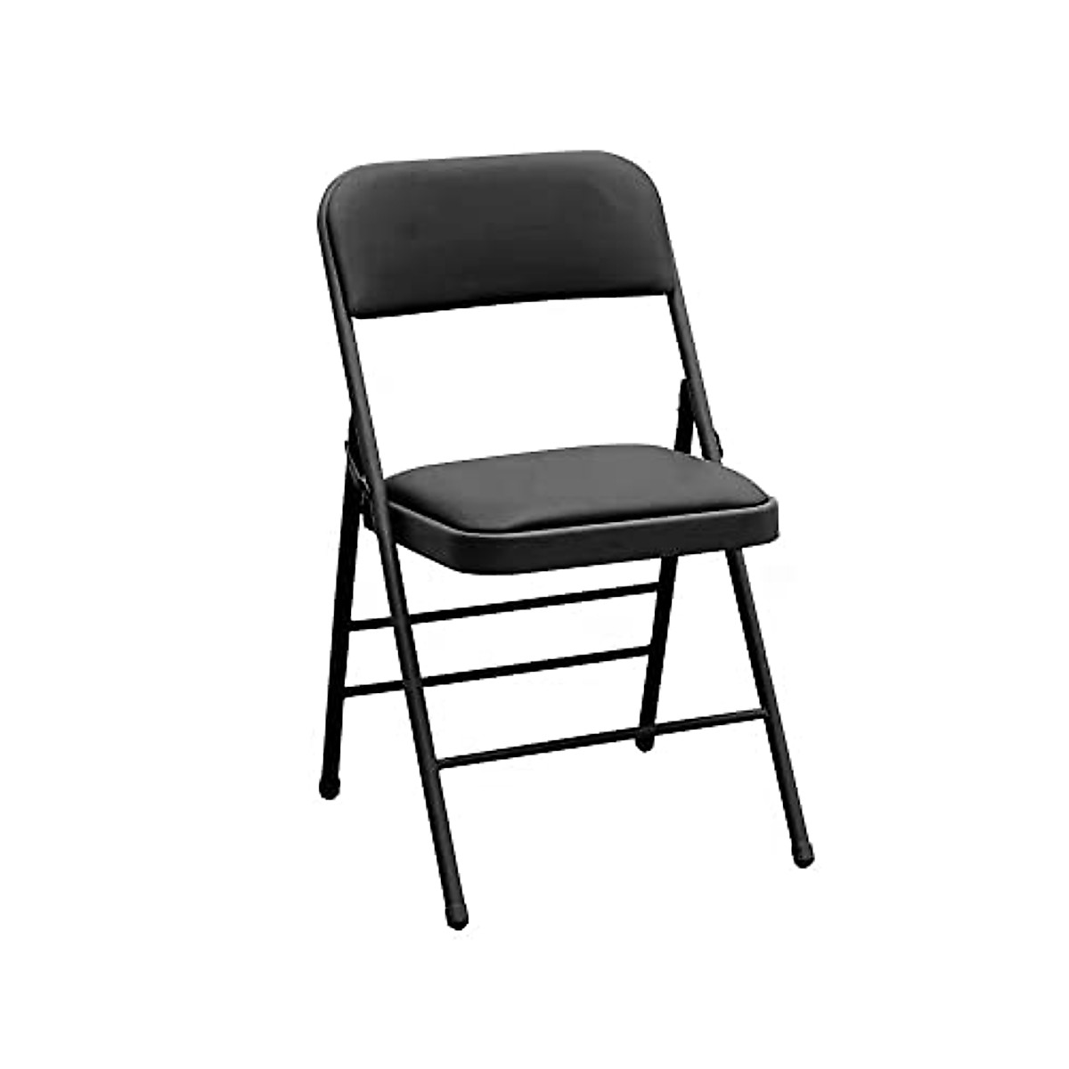 Amazing for less Pack of 2 (Fabric/Vinyl) Steel Frame Metal Foam Padded Folding Chairs (Black, Gray, White) (2-Pack - Vinyl Black)
