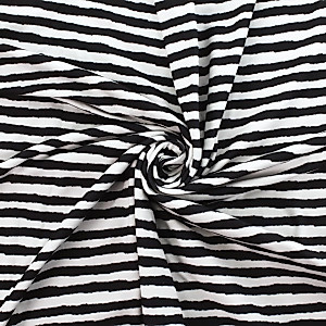 Black Brush Stroke Stripes DBP Fabric - Double Brushed Polyester 4 Way Stretch - 1 Yard