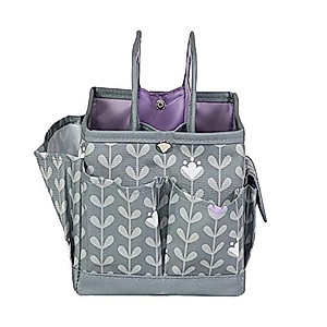 Everything Mary Collapsible Desktop Craft Organiser, Grey & White Leaf for Sewing, Scrapbooking, Paper Craft, and Art - EVM12831-1