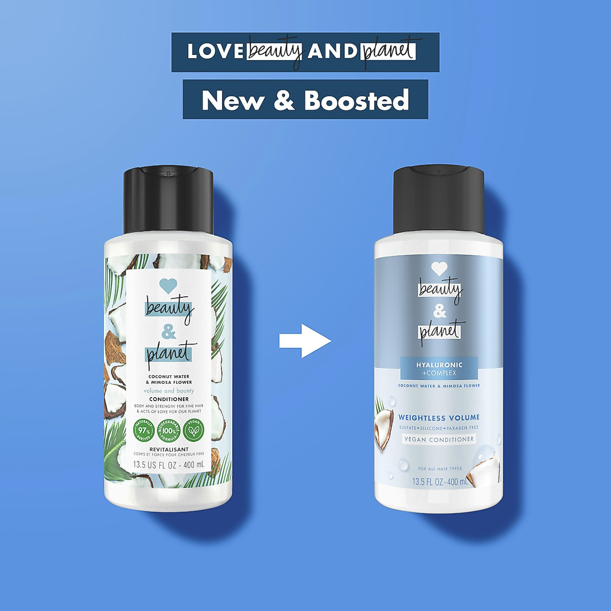 Love Beauty and Planet Weightless Volume Conditioner with Hylauronic acid Coconut Water & Mimosa Flower for Thin and Fine Hair Care 13.5 oz