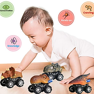 Dinosaur Toys for 2 3 4 5 6 7 Year Old Boys Girls, 8-Pack Dinosaur Toys Car for Kids 3-5, Stocking Stuffers for Kids, Christmas Easter Birthday Gifts Idea Party Favors Prizes, Easter Basket Stuffers