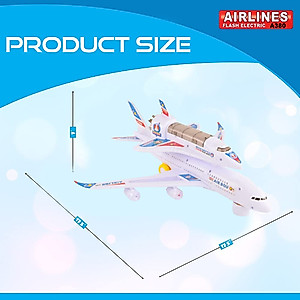 Electric Airplane Space Shuttle Carrier Transporter Bump and Go Kids Action Toy - Big Model Jumbo Jet with Flashing 3D Lights and Realistic Aircraft Plane Sounds