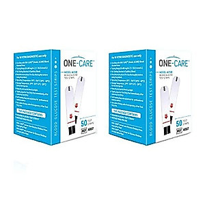 ONE-CARE 100 Count Glucose Test Strips, Precision Sugar Measurement (2 Boxes of 50 Each)