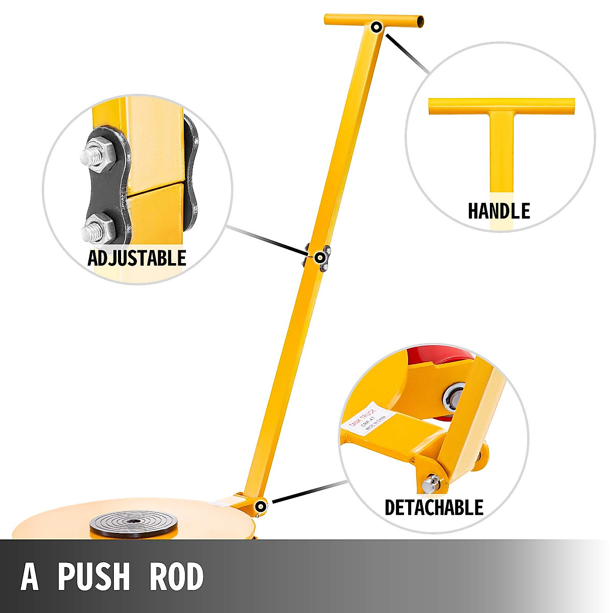 VEVOR Machinery Mover 8800LBS Machine Moving Skates 4T Machinery Skate Roller w/Push Rod and 3 Rollers, Industrial Machinery Dolly 360-degree Rotation, Machinery Mover Dolly for Material Handling