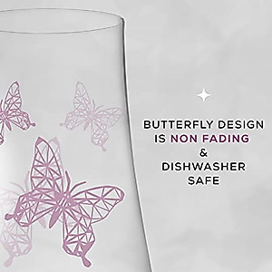 JoyJolt Meadow Butterfly Red Wine Glasses – Premium Red Wine Glasses Set of 2 – Exquisite Pink Butterfly Crystal Wine Glasses – 21oz Long Stem Unique Wine Glasses – Made in Europe