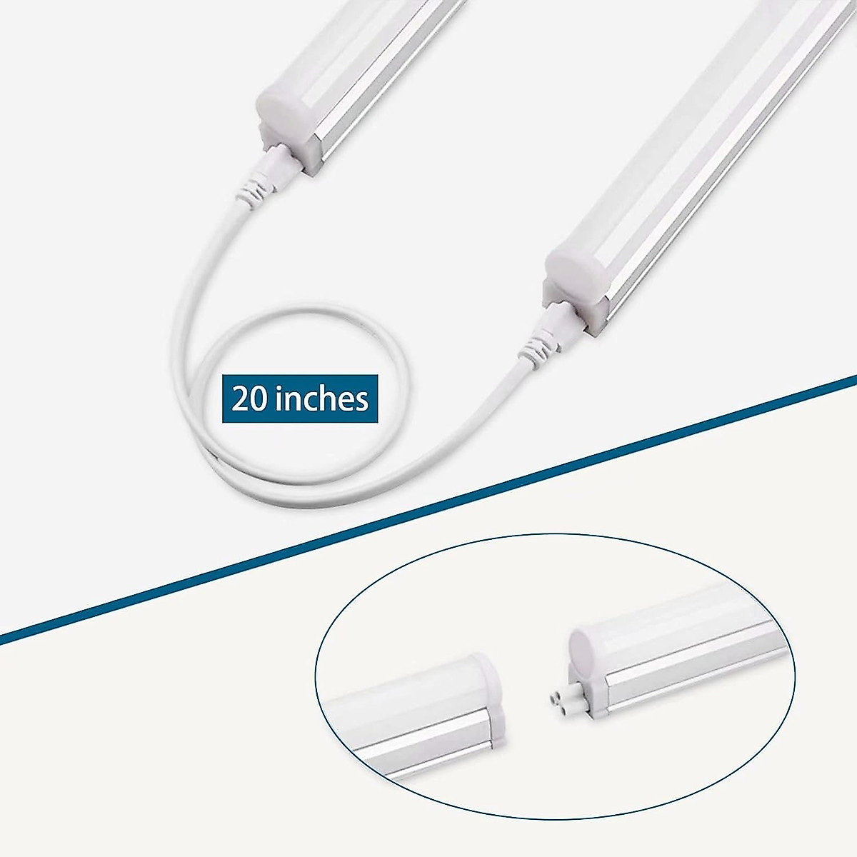 Barrina LED T5 Integrated Single Fixture, 4FT, 2200lm, 6500K (Super Bright White), 20W, Utility Shop Light, Ceiling and Under Cabinet Light, garage Light with Built-in ON/Off Switch