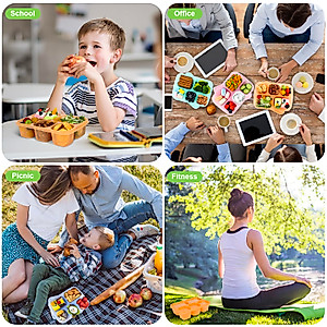 Lunbxx Bento Lunch Boxes - Reusable 5-Compartment Food Lunchables Containers, Snack Boxes For Adults Container for School, Work, and Travel, Set of 4 (Pastels)