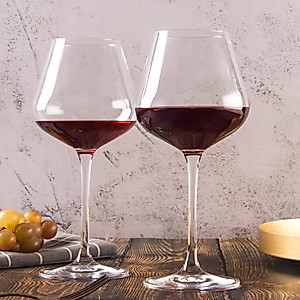 FAWLES Red Wine Glasses, Set of 6 Burgundy Wine Glasses, 17 oz Crystal Wine Glasses, Wedding Housewarming Gift