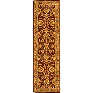 SAFAVIEH Heritage Collection 7'6" x 9'6" Brown / Blue HG343J Handmade Traditional Oriental Premium Wool Area Rug