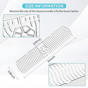 Toovem Silicone Sink Splash Guard, 24-inch Faucet Mat, Faucet Handle Drip Catcher Tray, Keep Kitchen and Bathroom Sinks Dry, White, 1PCS